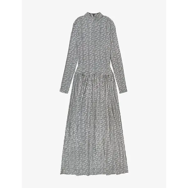 RO&ZO Houndstooth Stretch-jersey Midi Dress - Grey