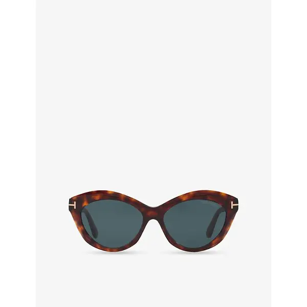 TOM FORD Oval-frame Tortoiseshell Acetate Sunglasses - Red