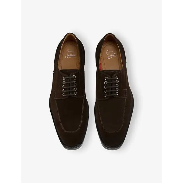 CHRISTIAN LOUBOUTIN Davisol Lion Flat Derby Shoes - Cafe