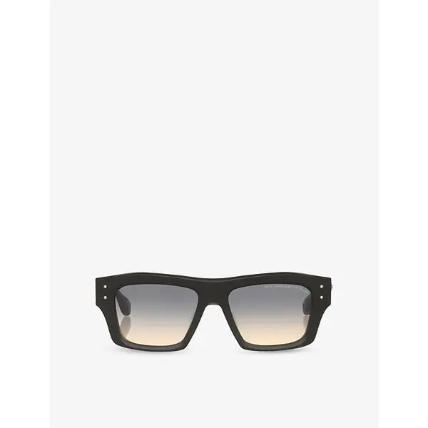 Dita Grandmaster-eight Rectangular-frame Acetate Sunglasses - Black