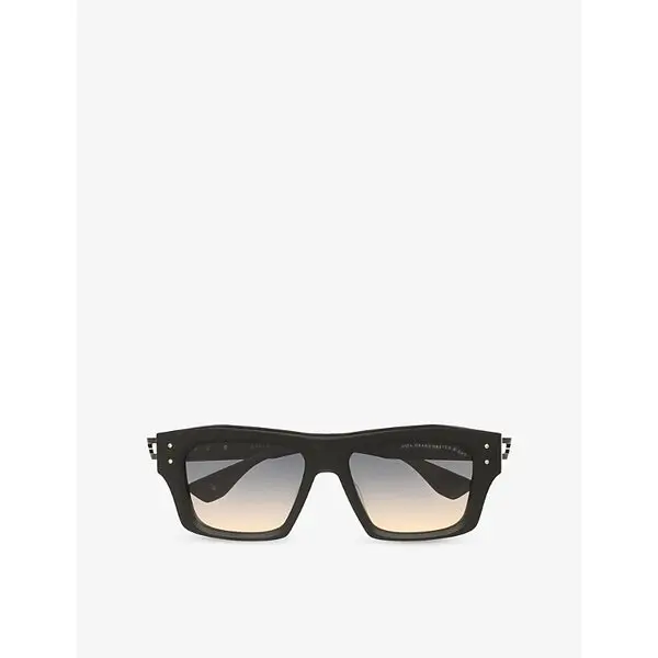 Dita Grandmaster-eight Rectangular-frame Acetate Sunglasses - Black
