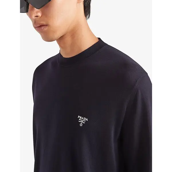 Prada Superfine Wool Crewneck Sweatshirt - Blue