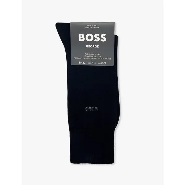 BOSS George Branded-print Cotton Socks - Black