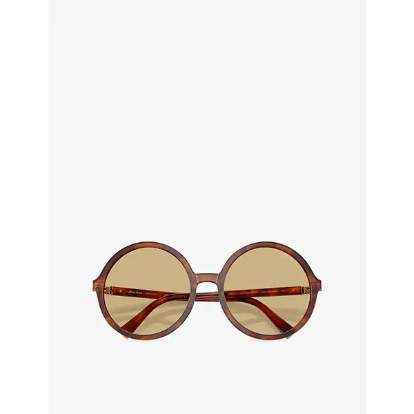 Miu Miu Round Frame Acetate Sunglasses - Brown