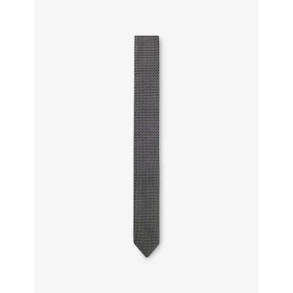 Hugo Jacquard-pattern Silk Tie - Medium Grey