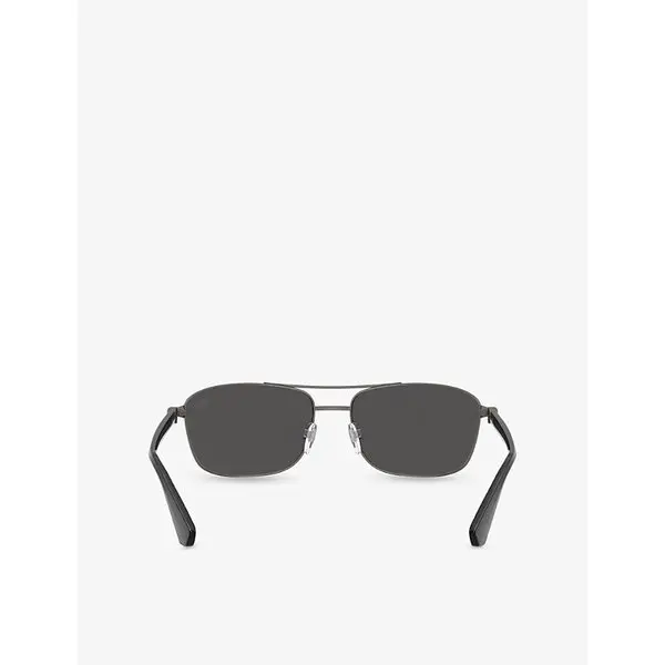 Burberry Be3163 Rectangle-frame Metal Sunglasses - Grey