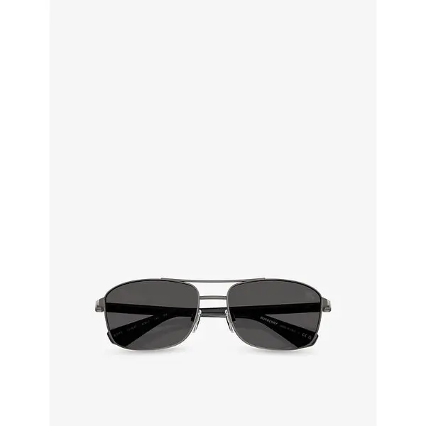 Burberry Be3163 Rectangle-frame Metal Sunglasses - Grey