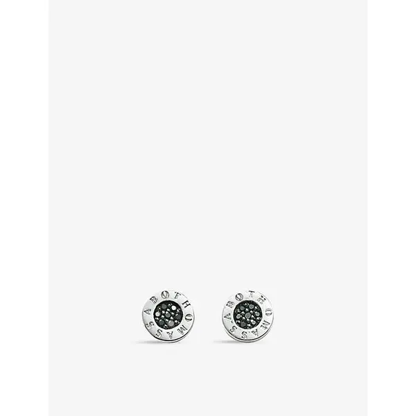 THOMAS SABO Logo-engraved Sterling Silver And Zirconia Stud Earrings - Black