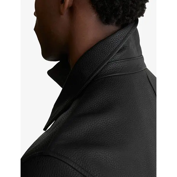 REISS Collared Leather Jacket