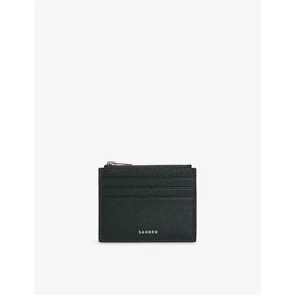 Sandro Branded Leather Card Holder - Black