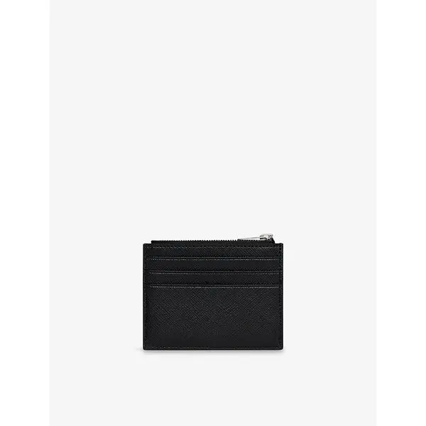 Sandro Branded Reconstituted Leather Card Holder - Black