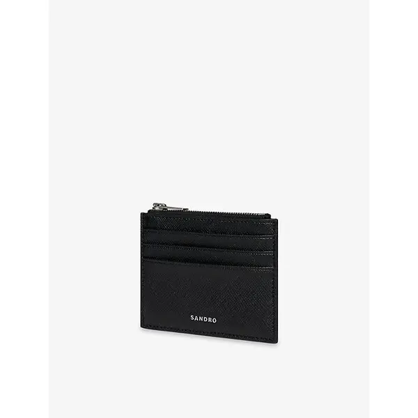 Sandro Branded Reconstituted Leather Card Holder