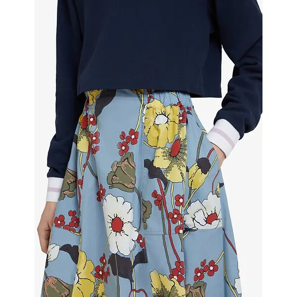 Marni Melodia Floral-pattern Cotton-poplin Midi Skirt - Mfb31