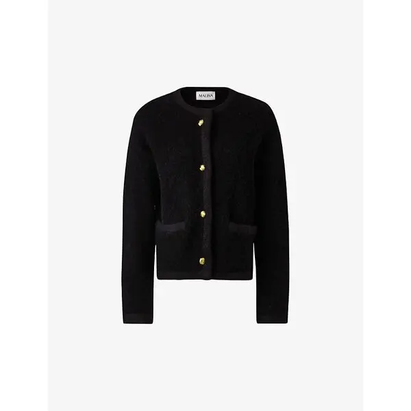 MALINA Carly Round-neck Button-down Wool-blend Cardigan