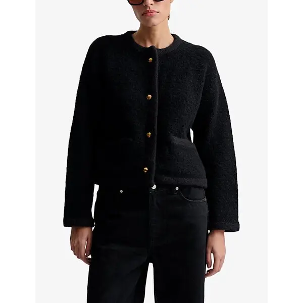 MALINA Carly Round-neck Button-down Wool-blend Cardigan