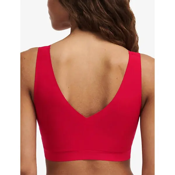 Chantelle Soft V-neck Stretch-woven Bralette - Poppy Red