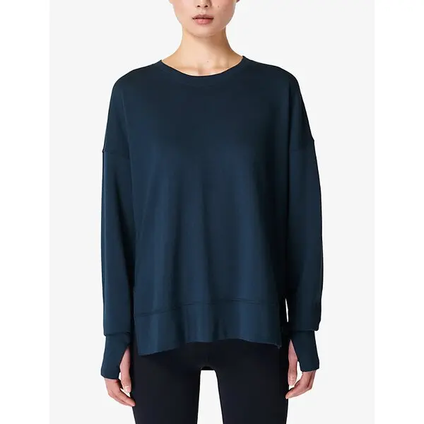 Sweaty Betty After Class Relaxed-fit Cotton-blend Jumper - Navy Blue