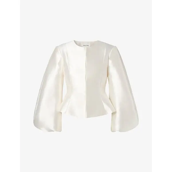 MALINA Vendela Balloon-sleeve Satin Blouse - Ivory