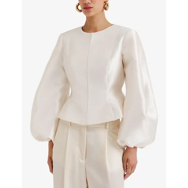 MALINA Vendela Balloon-sleeve Satin Blouse