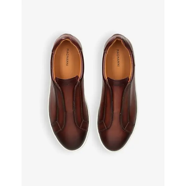 Magnanni Panelled Leather Low-top Trainers - Brown