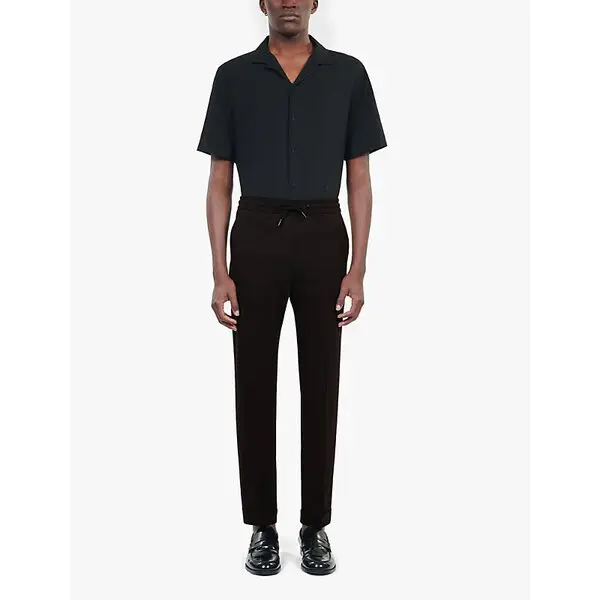 The Kooples Drawstring Tapered-leg Stretch-wool Trousers