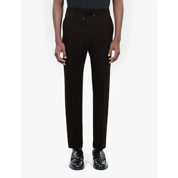 The Kooples Drawstring Tapered-leg Stretch-wool Trousers