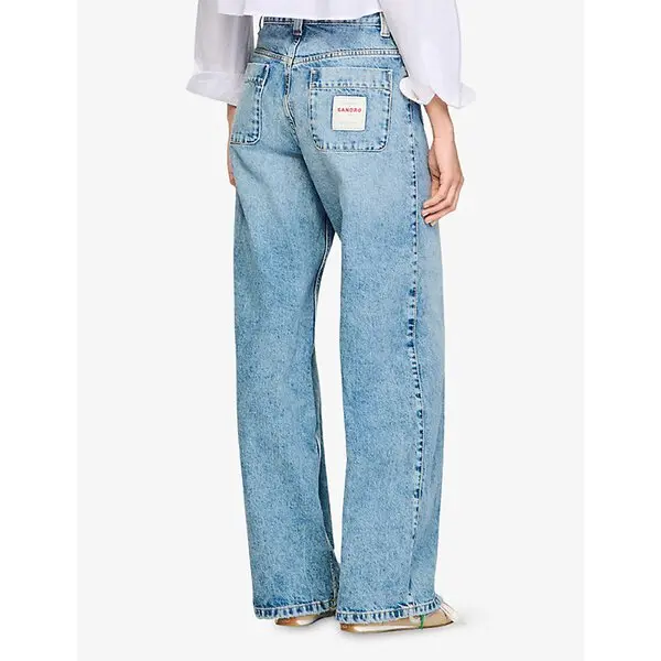 Sandro Patch-pocket Straight-leg Denim Jeans - Bleus