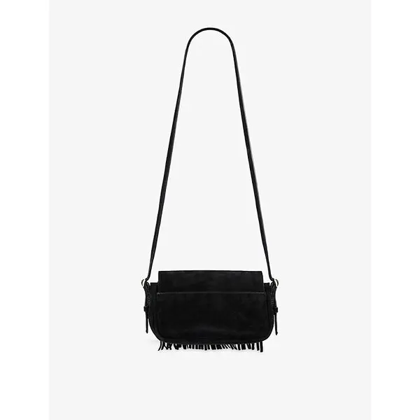 Sandro Suede Cross-body Bag With Fringe Detail