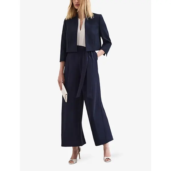 PHASE EIGHT Catherine Cropped Stretch-woven Jacket - Navy