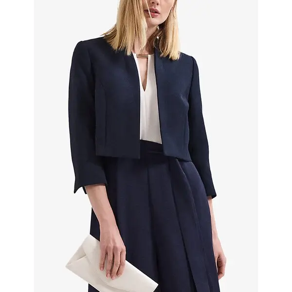 PHASE EIGHT Catherine Cropped Stretch-woven Jacket - Navy