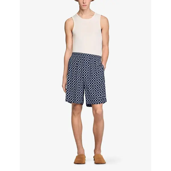 Sandro Graphic Print Elasticated Waist Woven Shorts