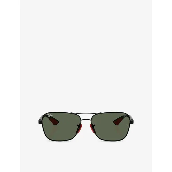 Ray-ban Rb8336m Scuderia Ferrari Square-frame Metal Sunglasses - Black