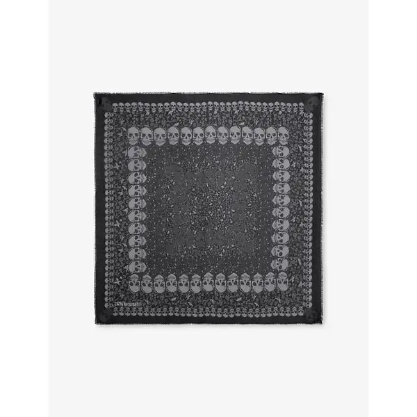 Zadig&Voltaire X Kerry Skull And Floral Graphic-print Modal Scarf - Black