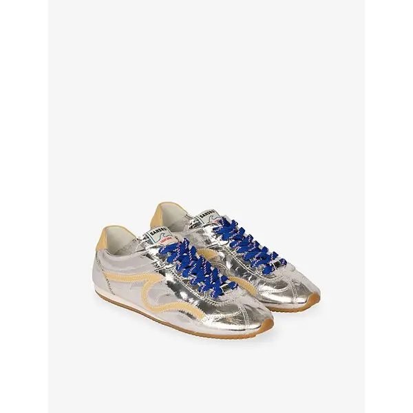 Sandro Metallic Leather Trainers - Silver