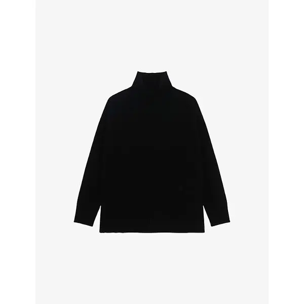 The Kooples High-neck Relaxed-fit Cashmere-blend Jumper - Black
