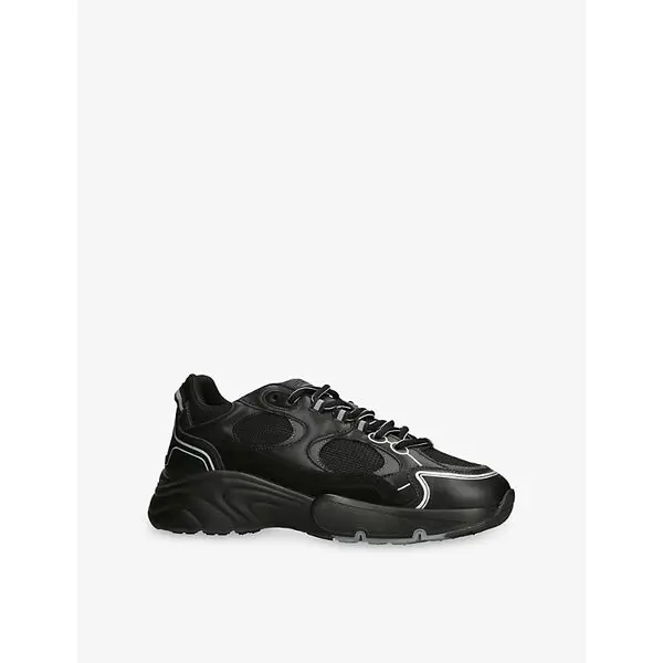 CLEENS Pulse Runner Leather And Mesh Trainers - Black