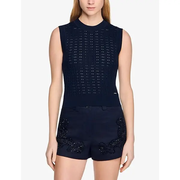 Sandro Textured Sleeveless Knitted Jumper