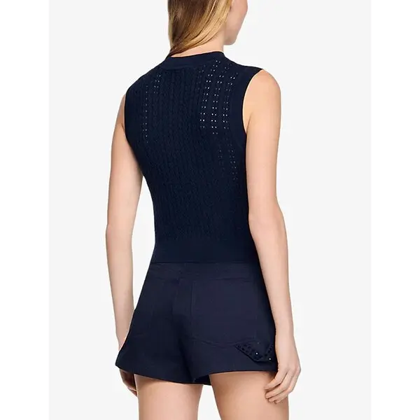 Sandro Textured Sleeveless Knitted Jumper