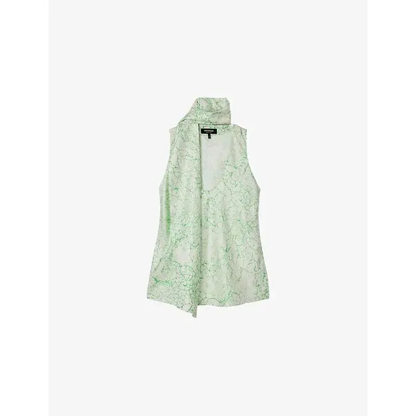 Whistles Abstract Print Silk Scarf Top - Multi-coloured