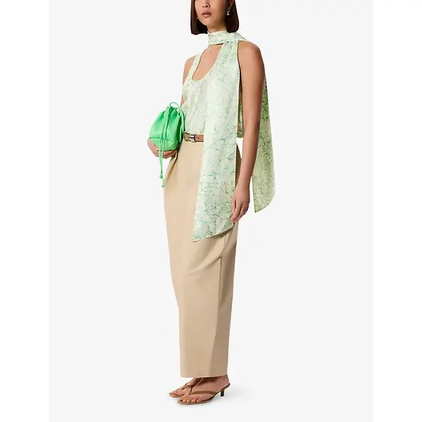 Whistles Abstract Print Silk Scarf Top