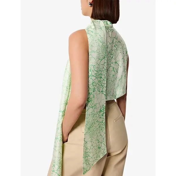 Whistles Abstract Print Silk Scarf Top