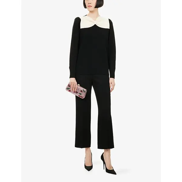 Valentino Garavani Straight-leg Wool Trousers With Logo Hardware