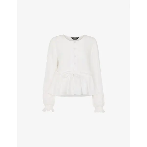 Whistles Peplum Hem Cotton Blouse - White