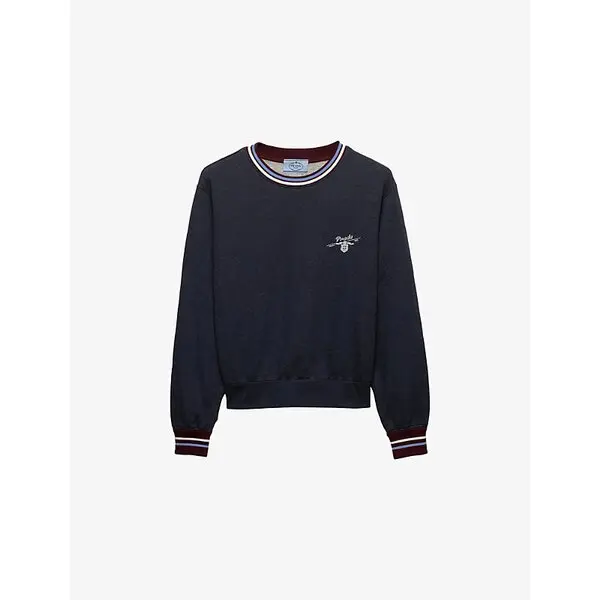 Prada Embroidered Cotton-fleece Sweatshirt - Blue