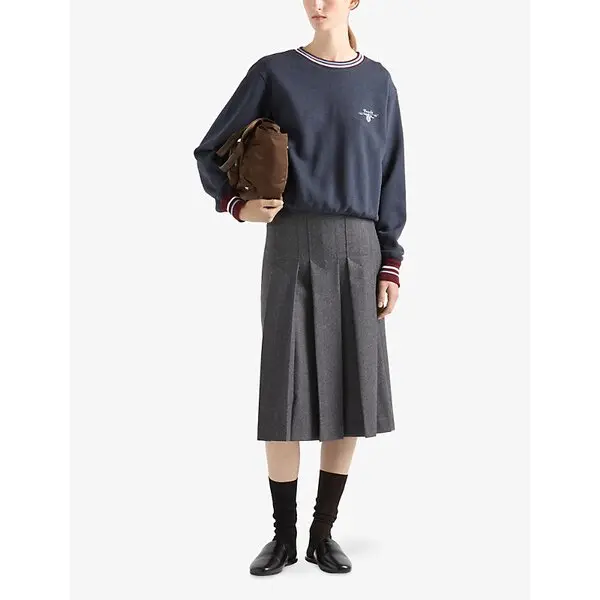 Prada Embroidered Cotton-fleece Sweatshirt