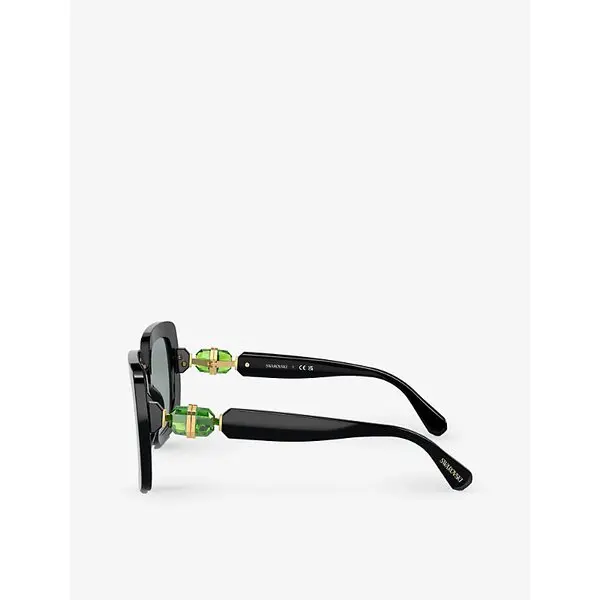 SWAROVSKI Sk6001 Square-frame Acetate Sunglasses - Black