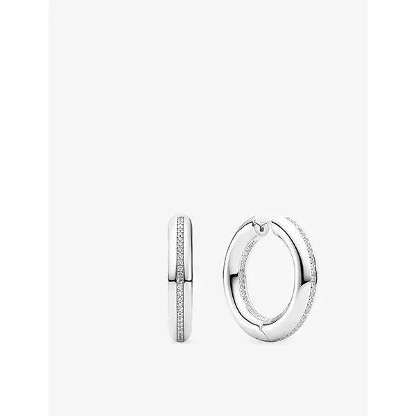 SIF JAKOBS Palermo Medio Sterling And Cubic Zirconia Hoop Earrings - Silver