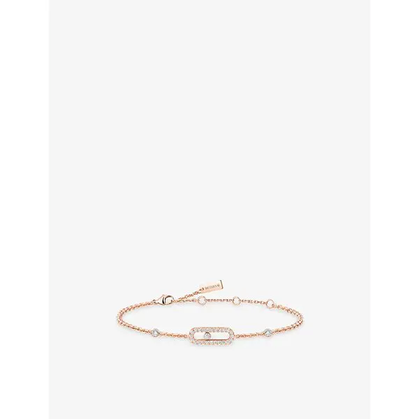 Messika Move Uno Pavé Diamond Bracelet In 18ct Rose Gold - Pink