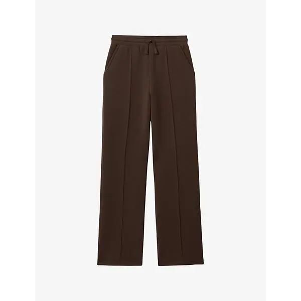 REISS Bernie Wide-leg High-rise Stretch-jersey Jogging Bottoms - Chocolate