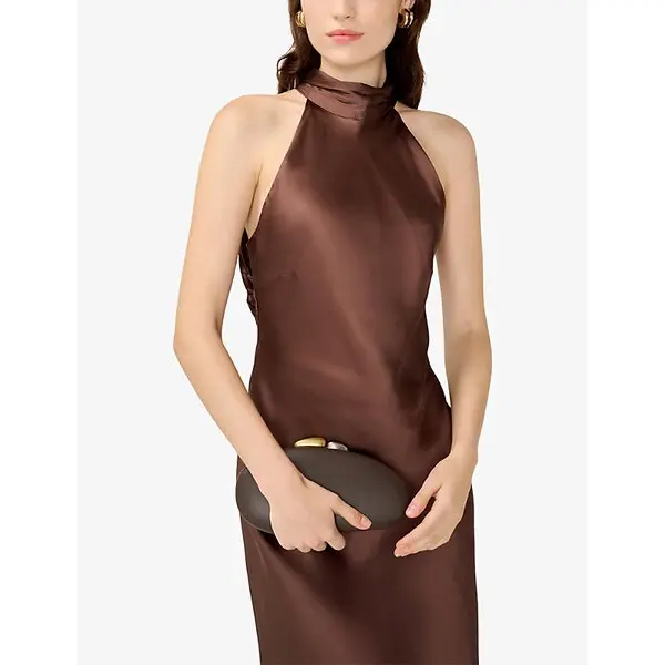 OMNES Seychelles Open-back Satin Midi Dress